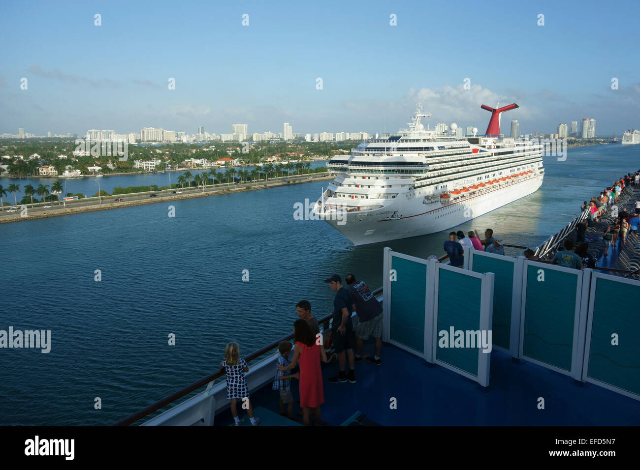 Aerial view of the cruise ships in the port of Miami, Florida, USA ...