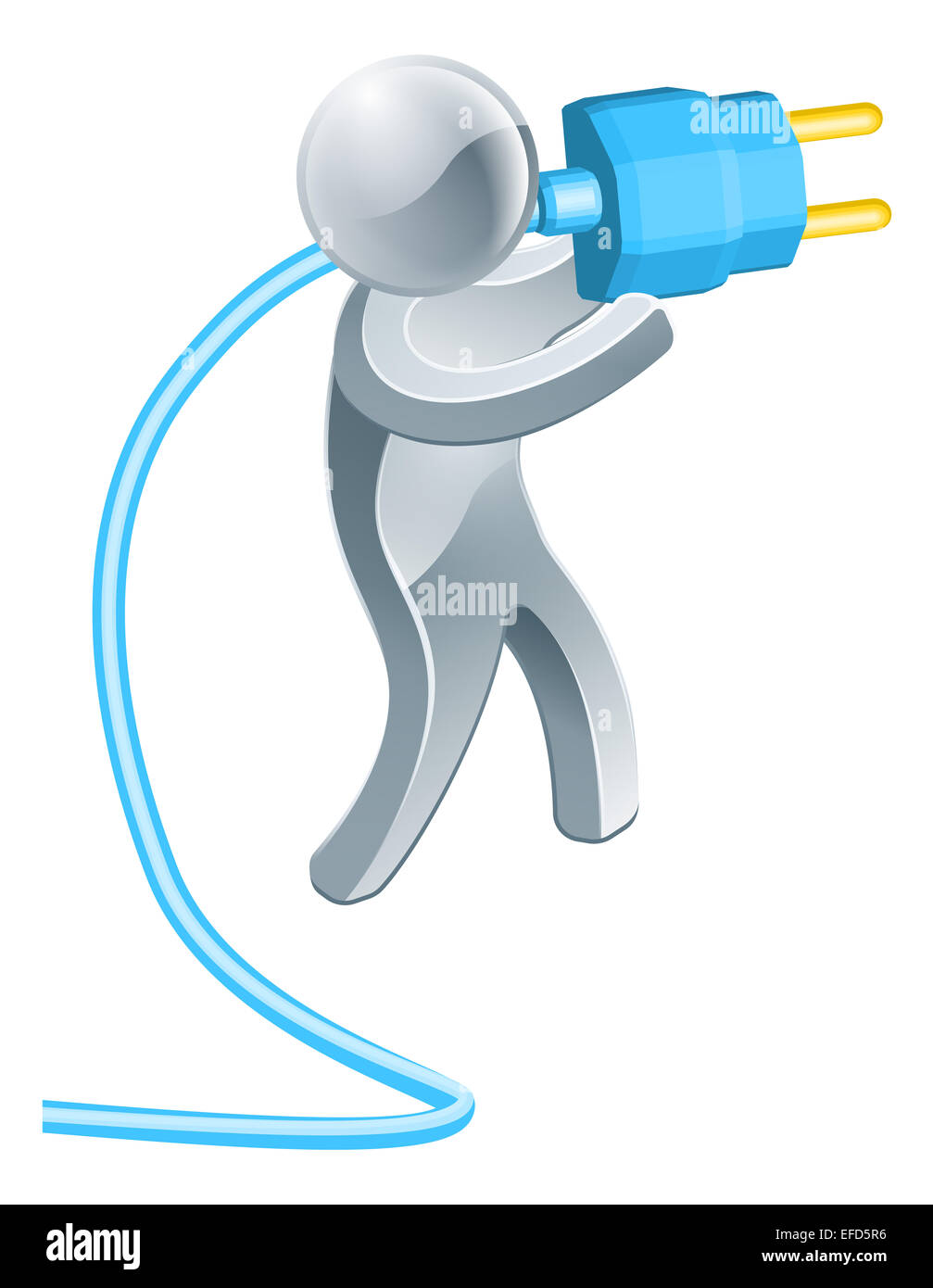 3d man holding electrical plug hi-res stock photography and images - Alamy