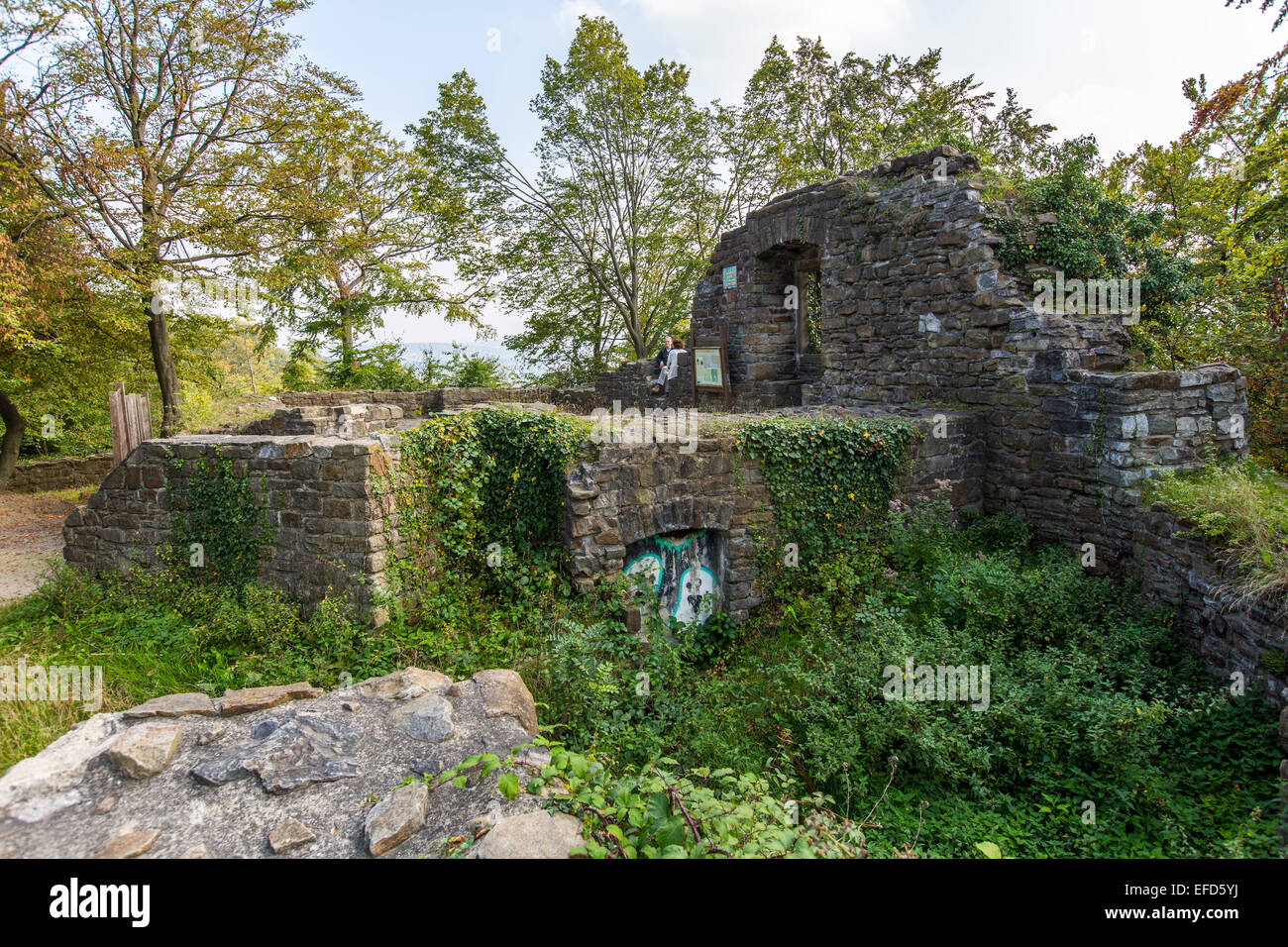 Ruin of the Isenburg, a medieval castle above river Ruhr Stock Photo ...