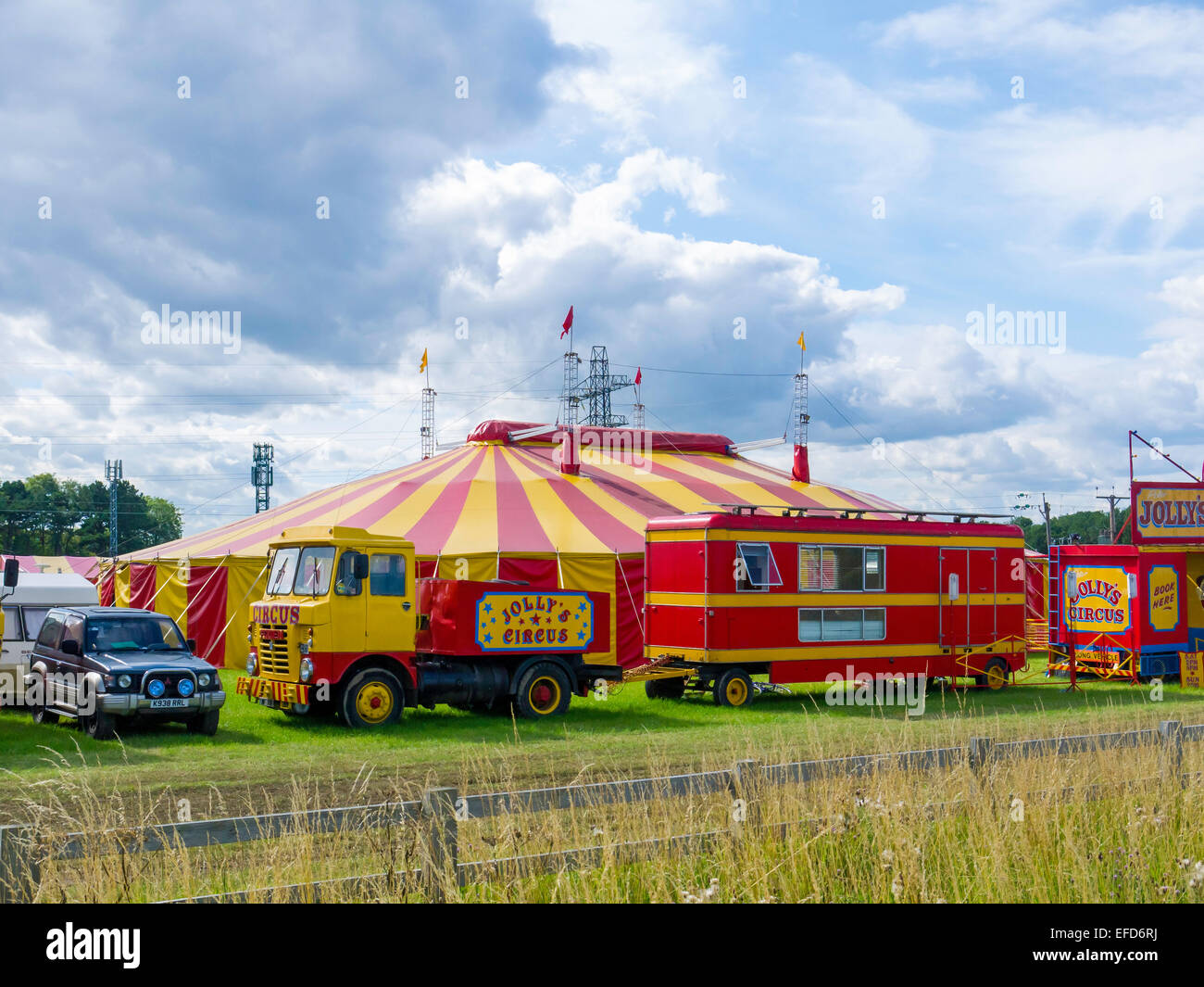 Peter Jolly's travelling Circus set up in a field in Cleveland UK Stock ...
