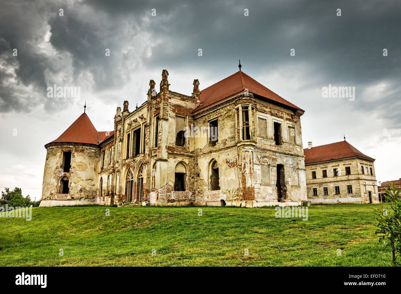 The ruins of Banffy Castle in Bontida.Transylvania Romania Stock Photo ...
