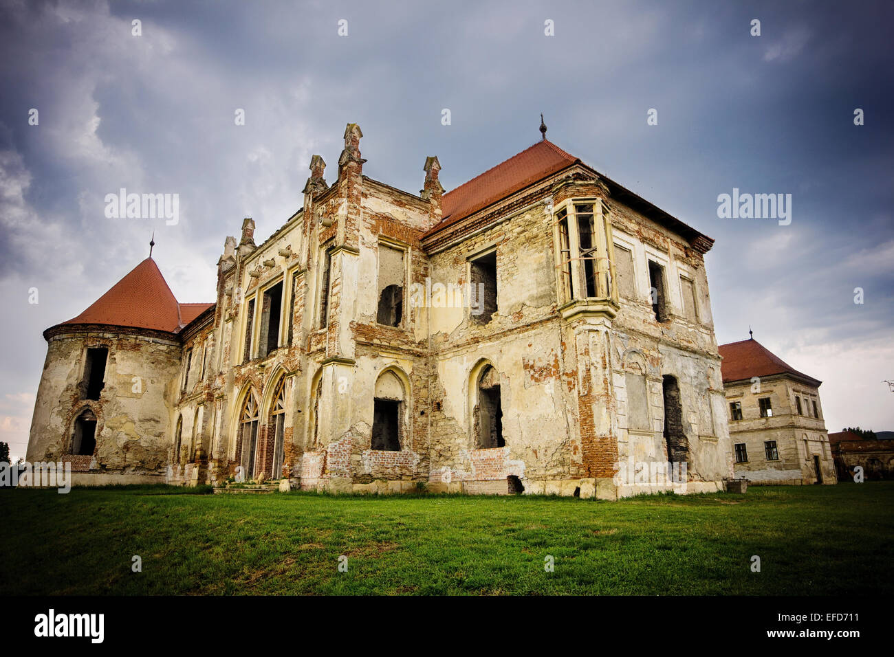 The ruins of Banffy Castle in Bontida.Transylvania Romania Stock Photo ...