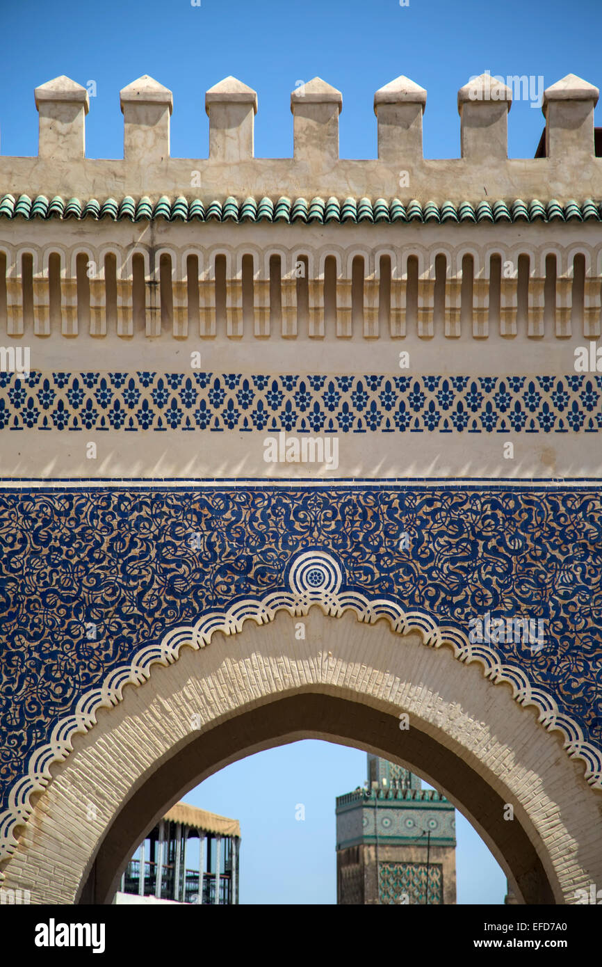 Bab Bou Jeloud gate (Blue Gate) in Fez, Morocco Stock Photo - Alamy