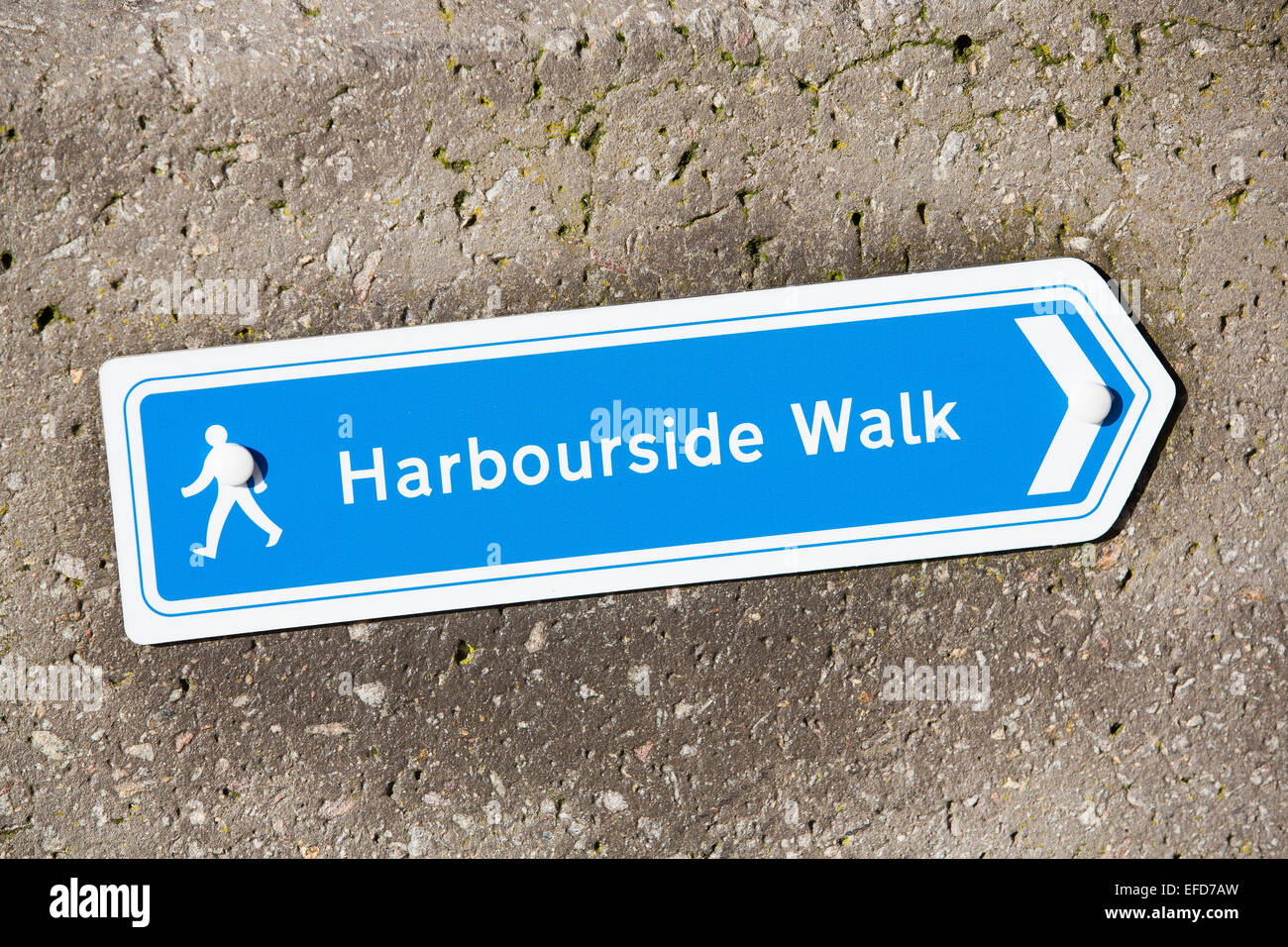 A blue sign for the Harbourside Walk in Bristol Stock Photo - Alamy