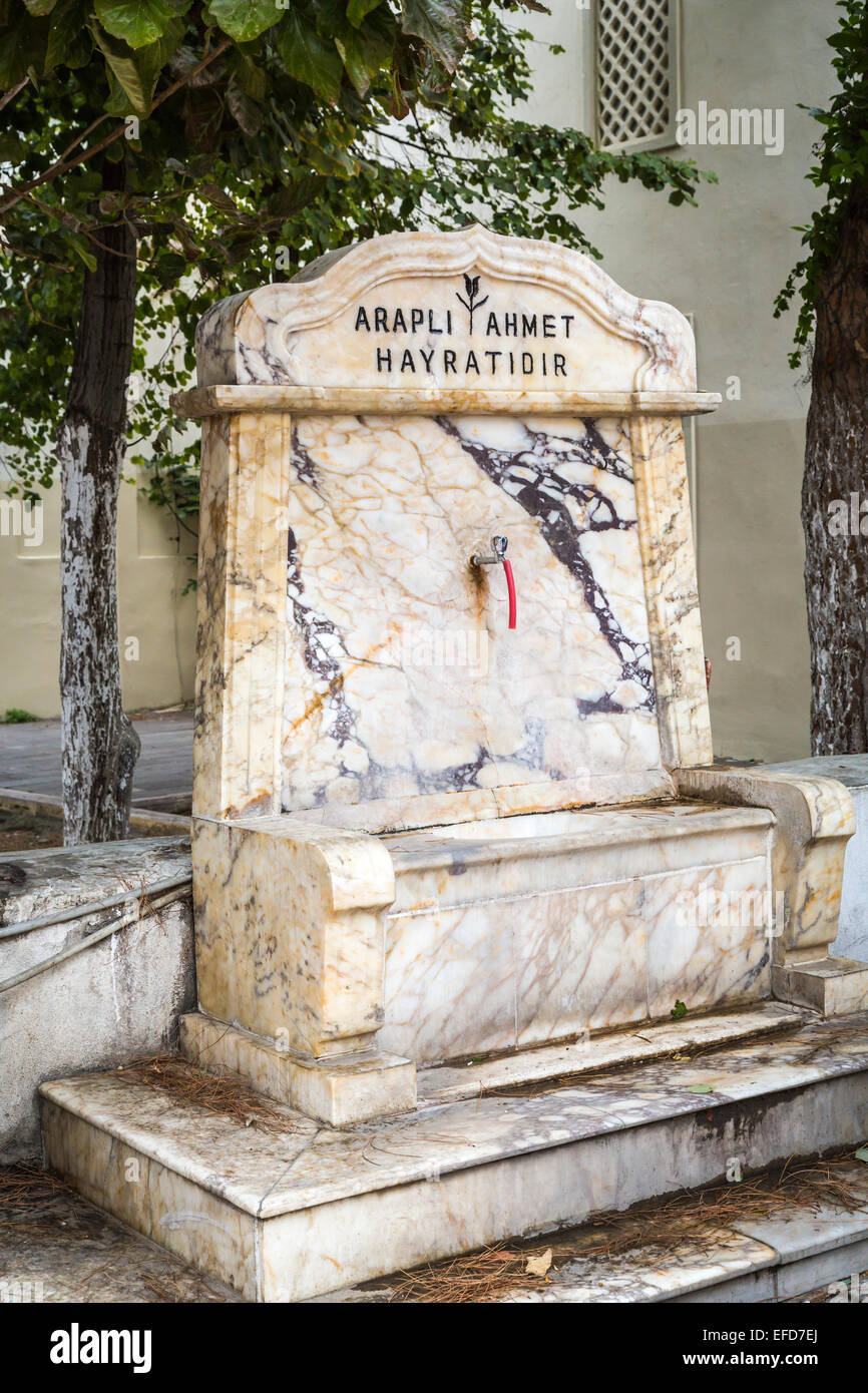 An outdoor street public water fountain in Kusadasi, Turkey, Eurasia ...