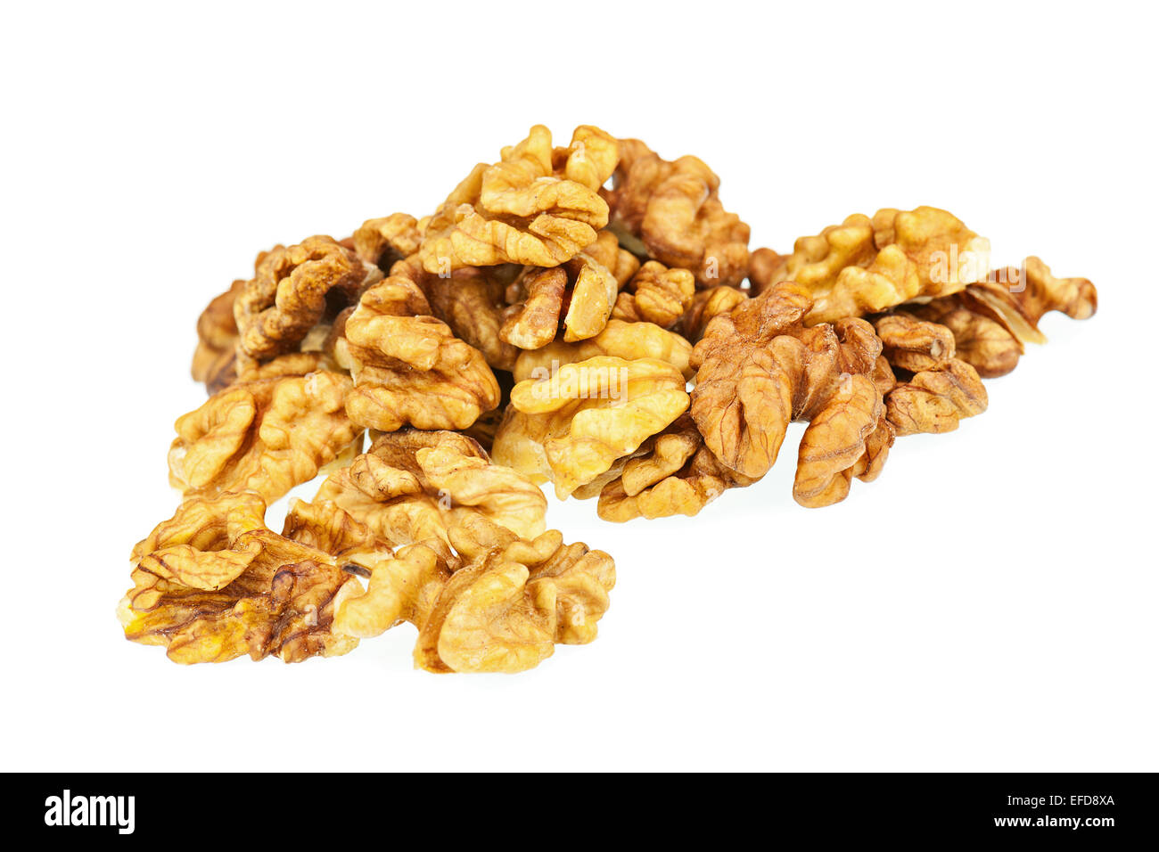 Handful of walnuts isolated on white background. Closeup. Selective ...