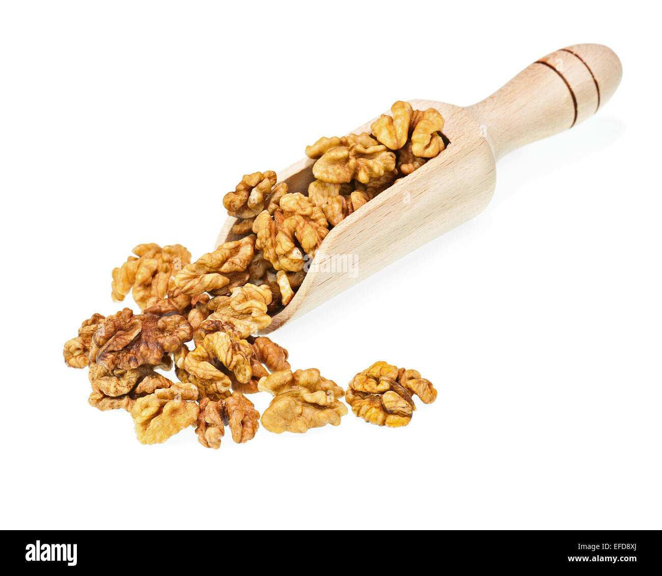Handful of walnuts in scoop isolated on white background. Closeup ...