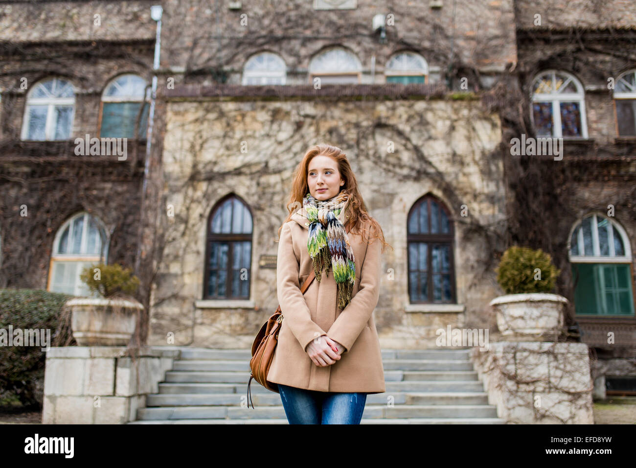 Young red hair university female student Stock Photo - Alamy
