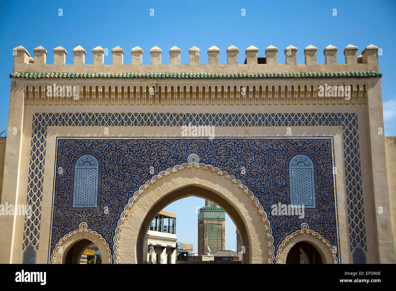 Bab Bou Jeloud gate (Blue Gate) in Fez, Morocco Stock Photo - Alamy