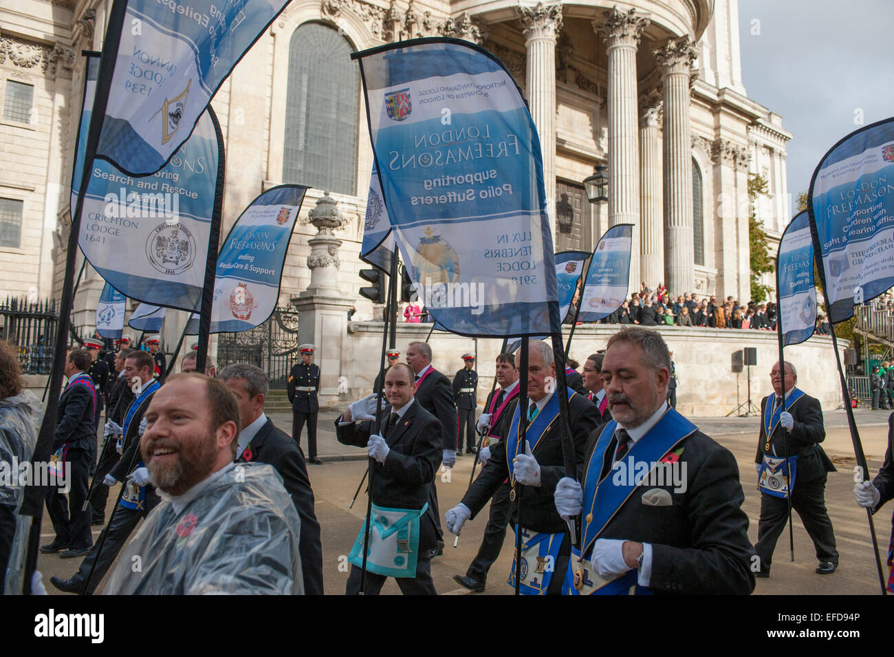 London Freemasons marching in The Lord Mayors Show procession, the City ...