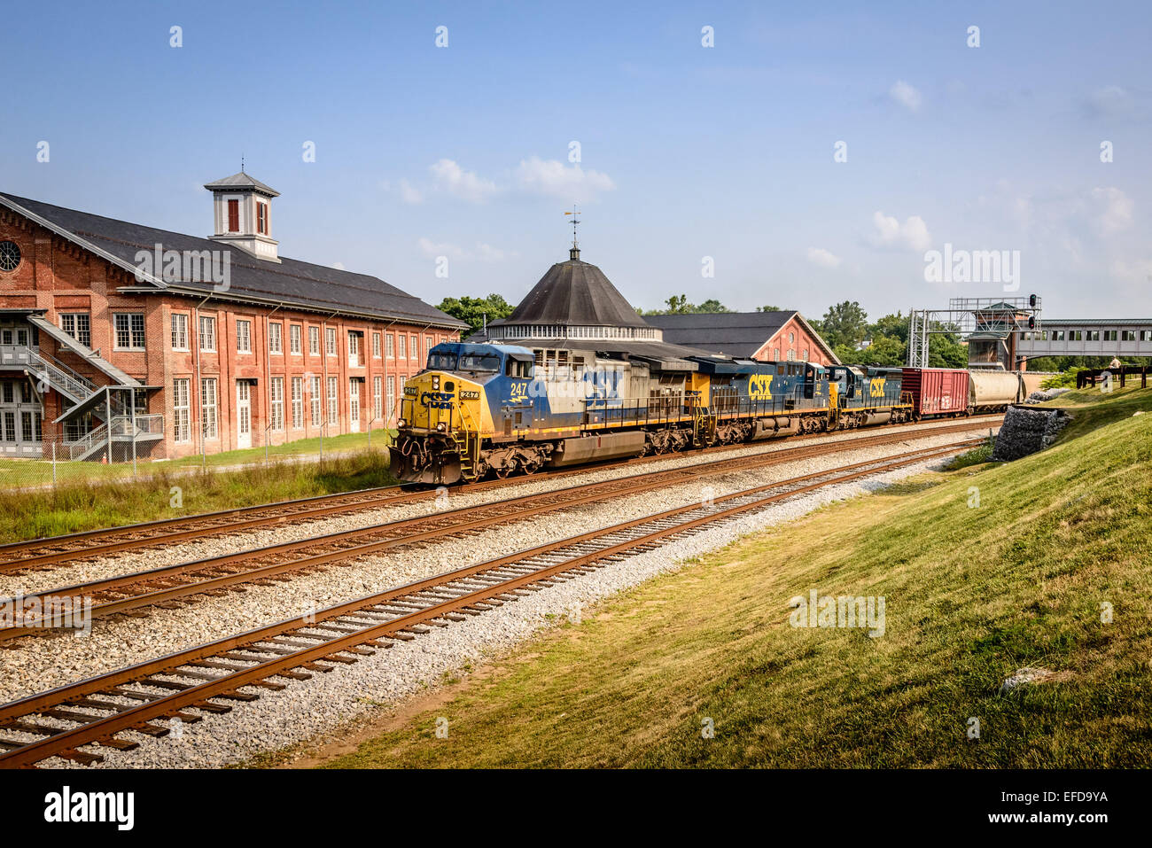 CSX AC44CW No 247 as lead on triple header mixed freight, Martinsburg, West Virginia Stock Photo ...