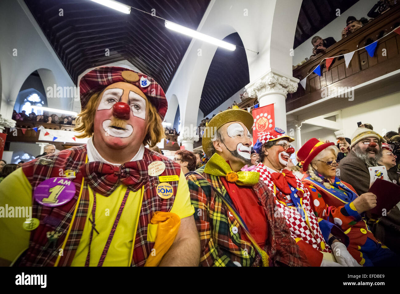 London, UK. 1st Feb, 2015. Annual Joseph Grimaldi Clown Church Service ...