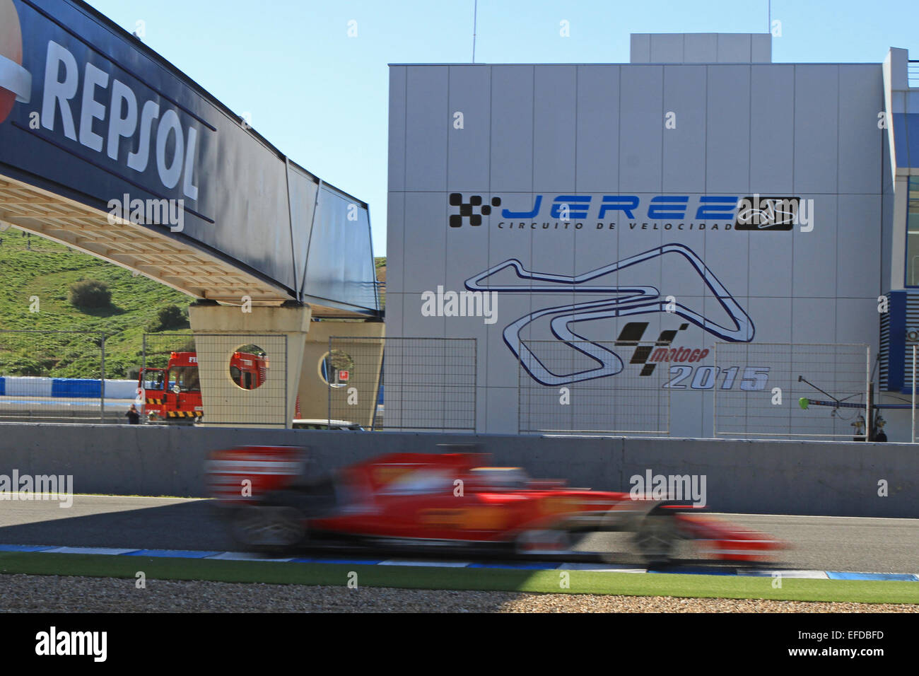 Jerez, Spain. 1st Feb, 2015. Scuderia Ferrari driver Sebastian Vettel ...