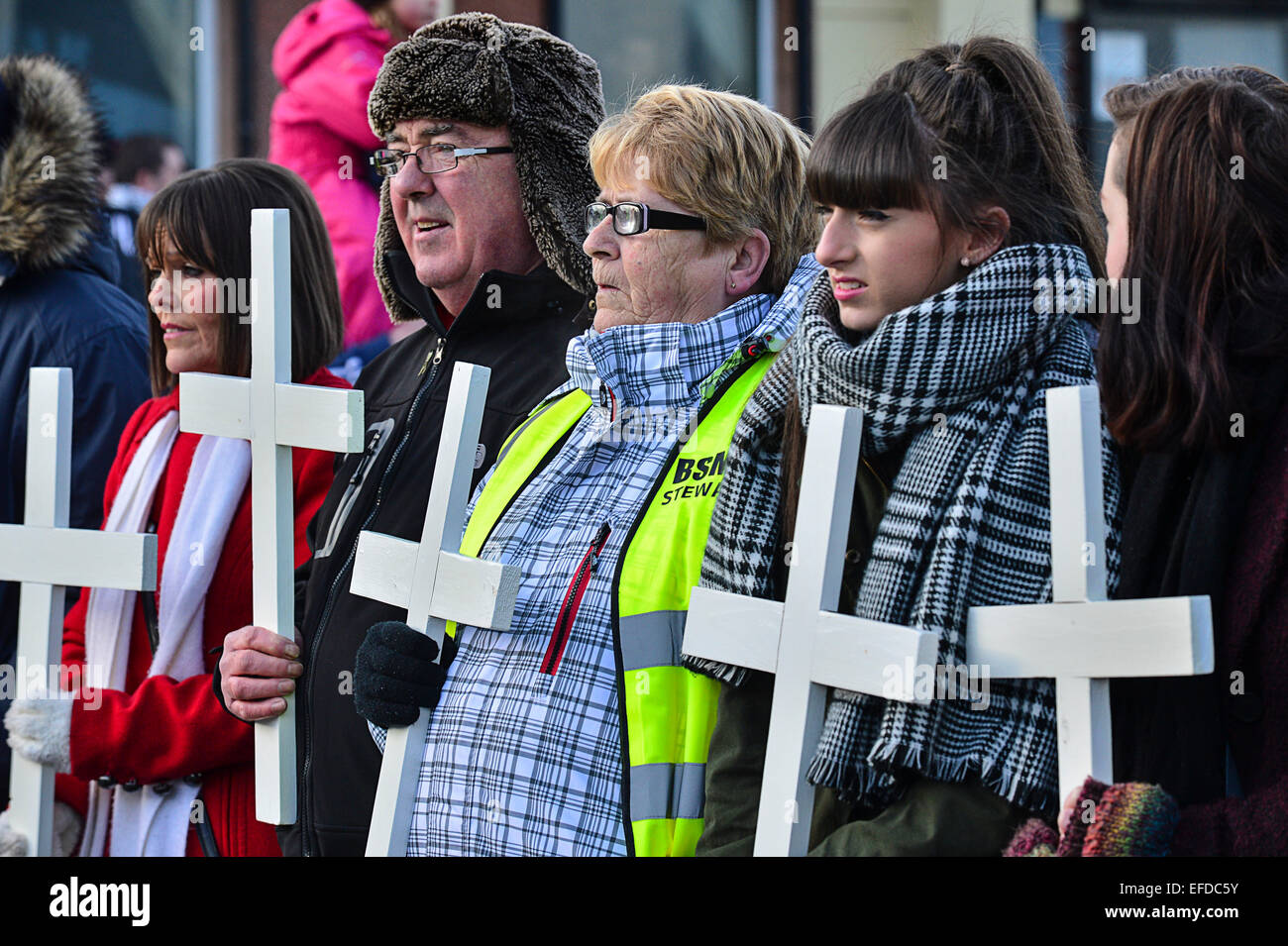 Londonderry, Northern Ireland, UK. 1st February, 2015. People carry ...