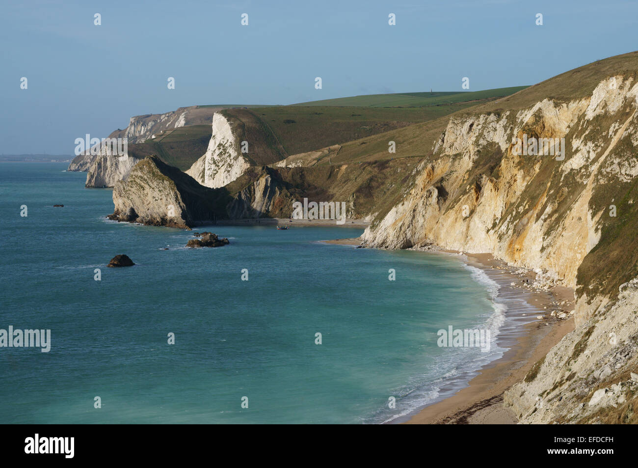 Chalk cliffs of the cretaceous period, either side of the older ...