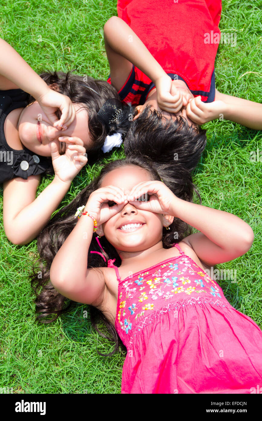3 indian children friends Picnic Park enjoy Stock Photo - Alamy