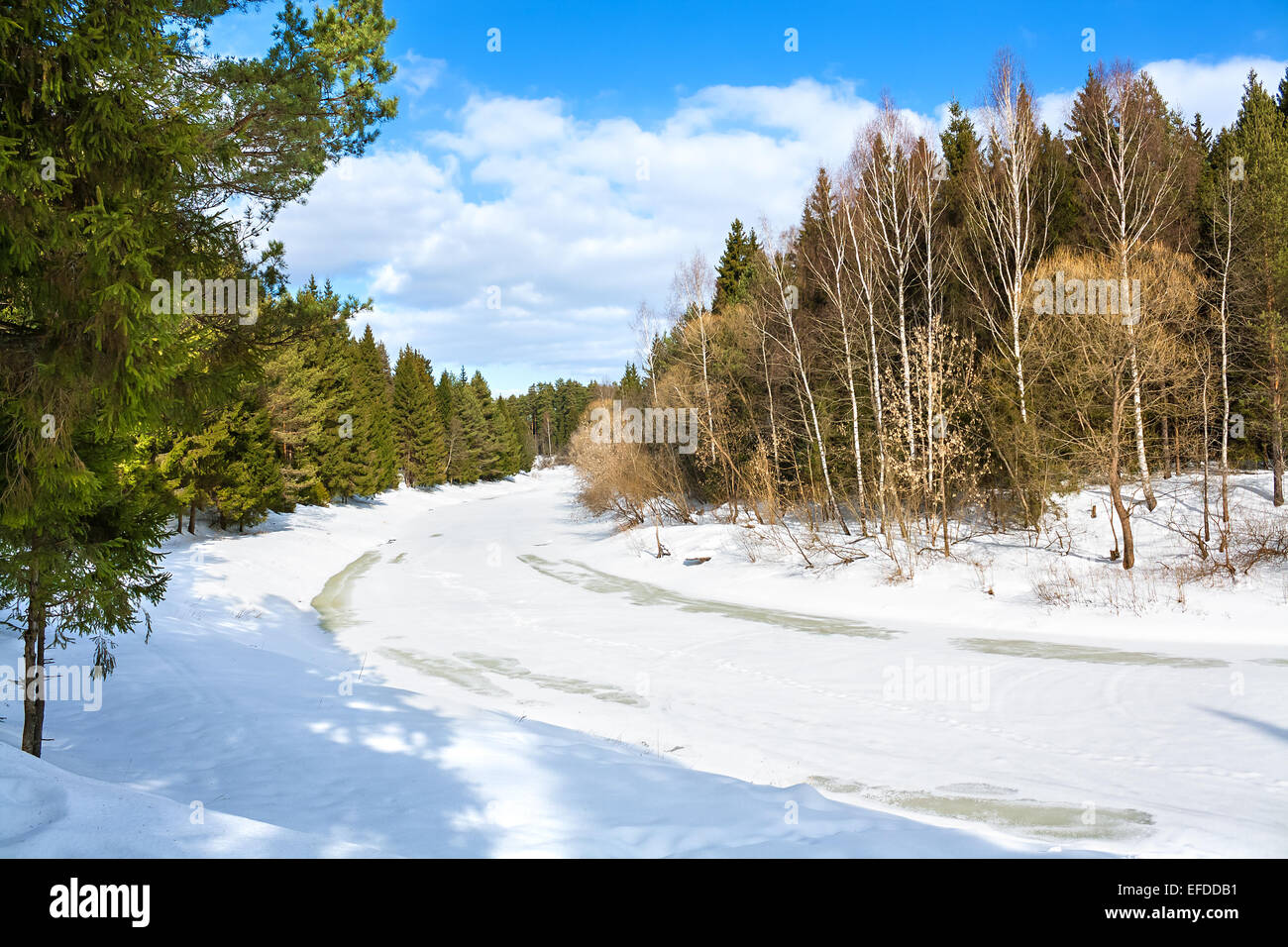 spring landscape with river and forest Stock Photo - Alamy
