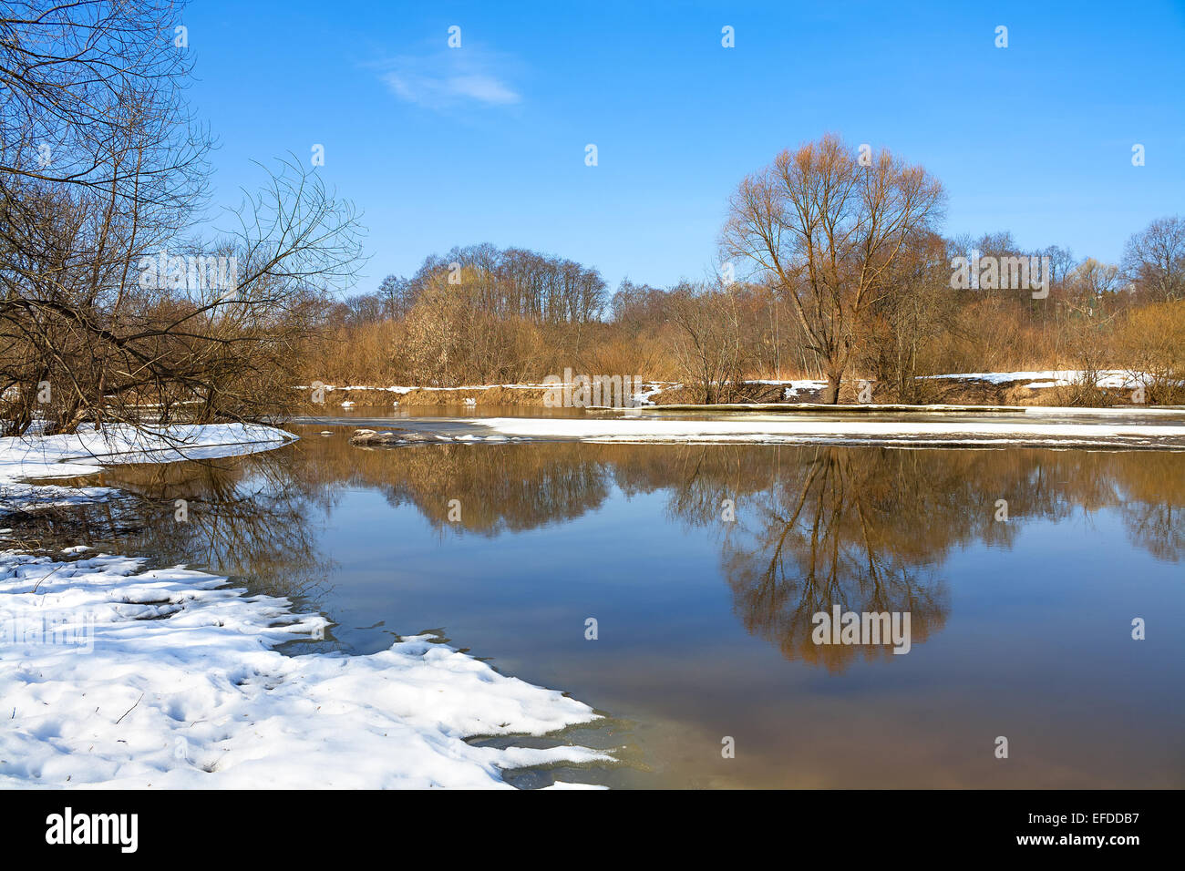 spring landscape with river and forest Stock Photo - Alamy