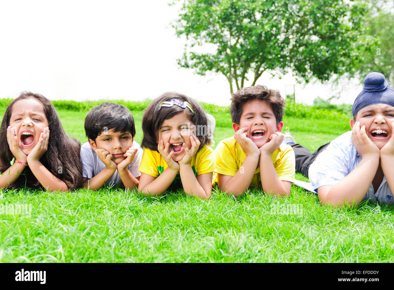 Indian Children Group Friends Park Stock Photos & Indian Children Group ...