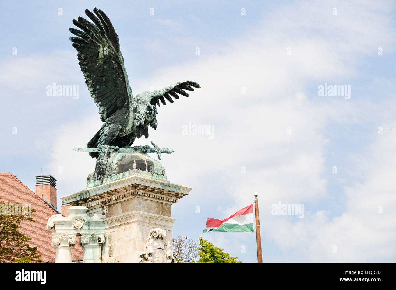 Turul bird bronze statue in Budapest Stock Photo - Alamy