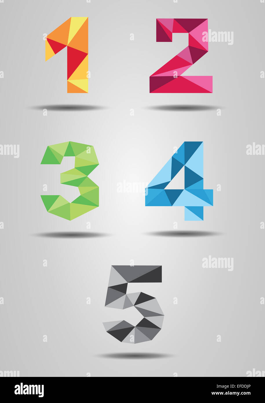 Abstract five colorful numbers in the air Stock Photo - Alamy