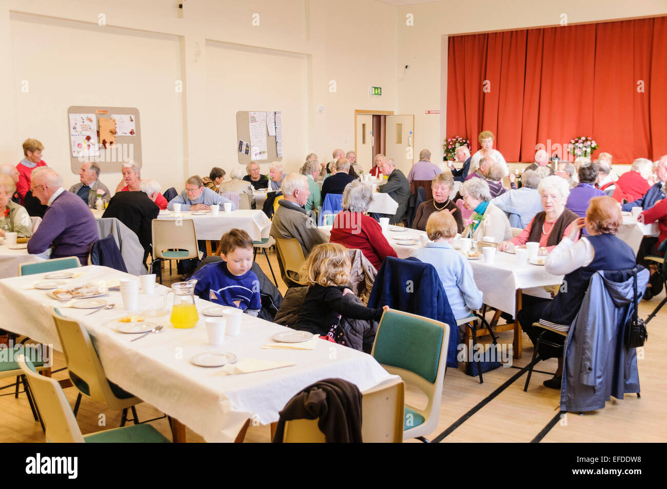 A church hosts an afternoon tea event for elderly people Stock Photo ...