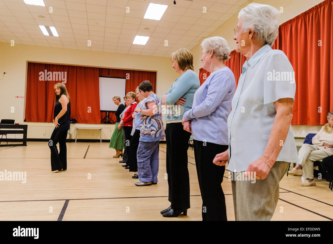 Church hosts a dance lesson for elderly parishioners Stock Photo - Alamy