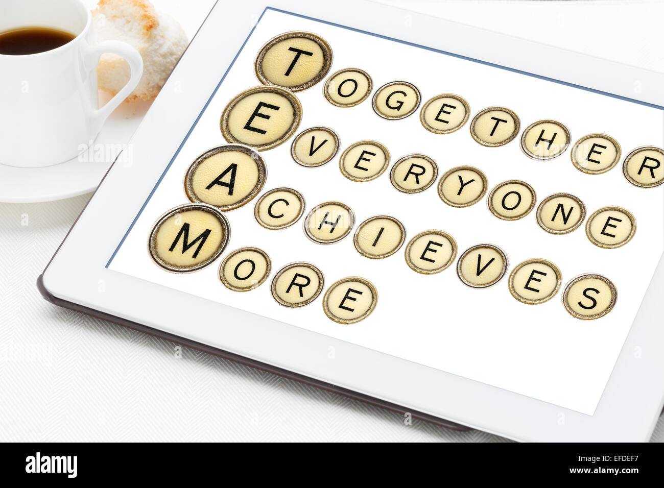 team acronym (together everyone achieves more) in old round typewriter ...
