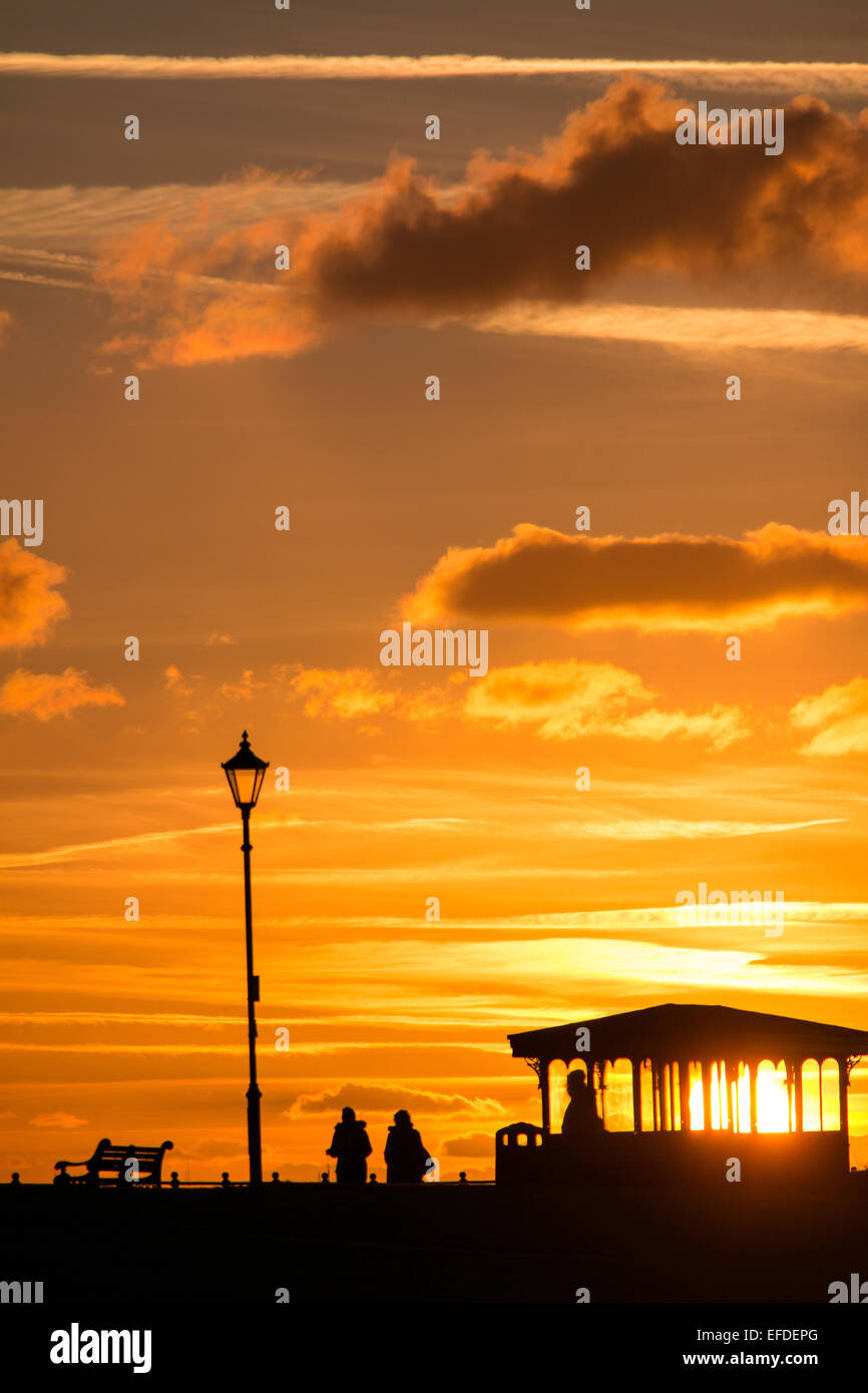 Lytham St Annes UK,1st February 2015. UK Weather: A beautiful sunset on ...