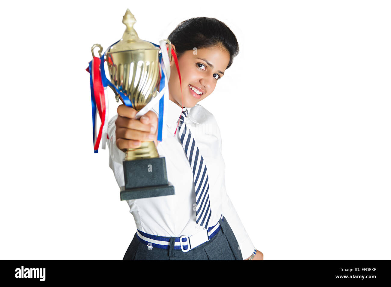 1 indian girl school student Victory Trophy Stock Photo - Alamy