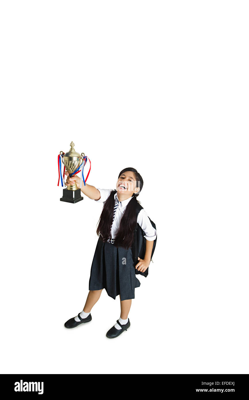 1 indian girl school student Victory Trophy Stock Photo - Alamy