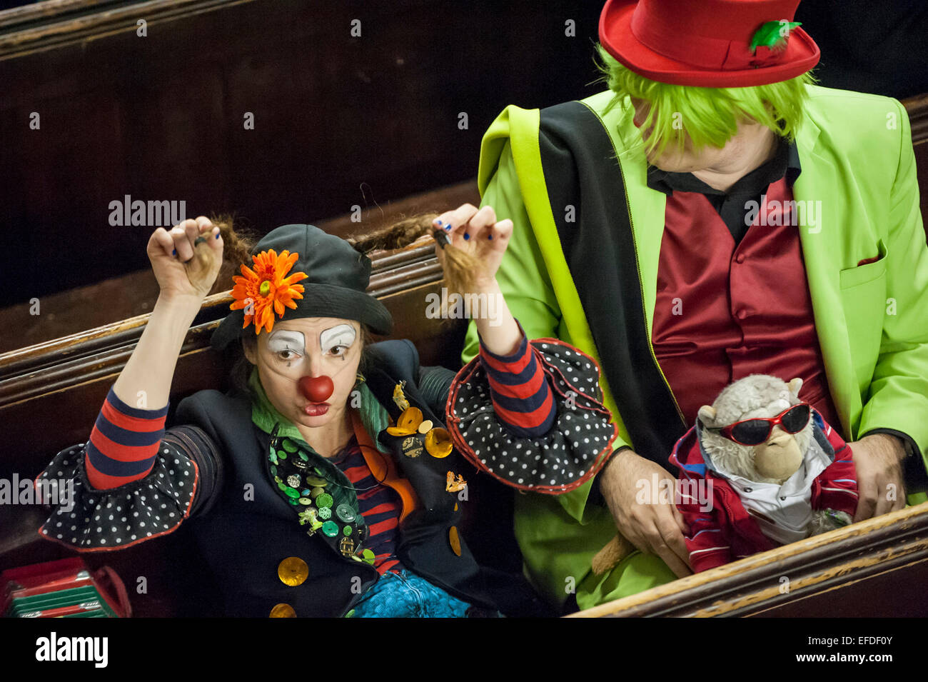 London, UK. 1st February 2015. The unique annual Clowns' Church Service ...