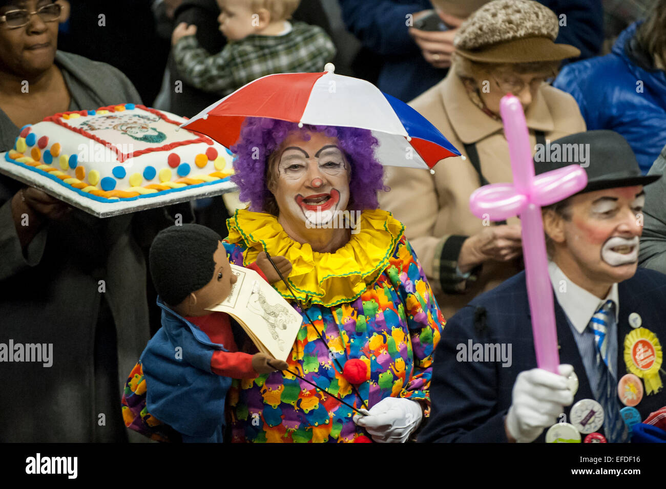 London, UK. 1st February 2015. The unique annual Clowns' Church Service ...