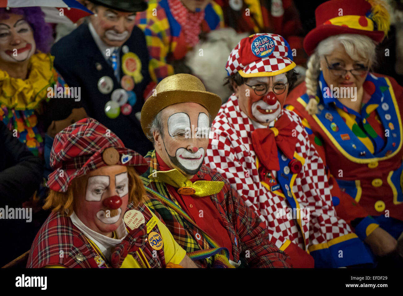 London, UK. 1st February 2015. The unique annual Clowns' Church Service ...