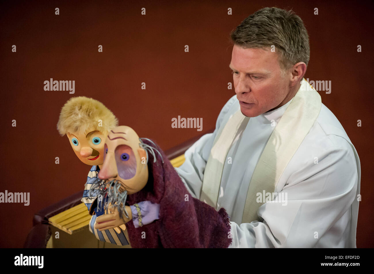 London, UK. 1st February 2015. The unique annual Clowns' Church Service ...