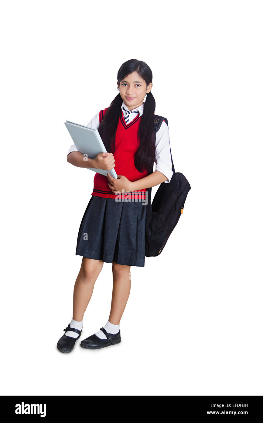 1 indian girl school student standing Stock Photo - Alamy