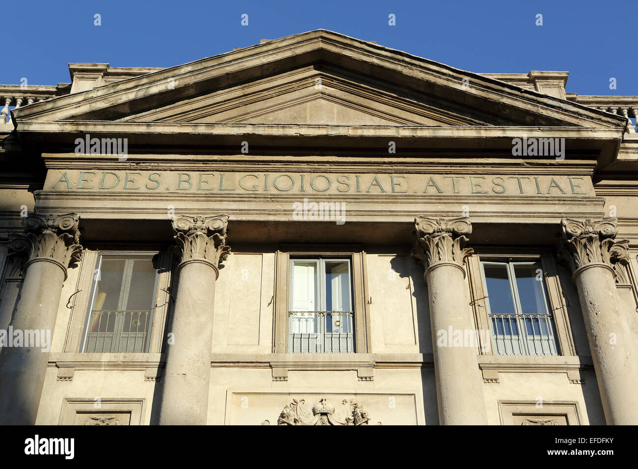 The facade of a Neoclassical palace in central Milan, Italy Stock Photo ...
