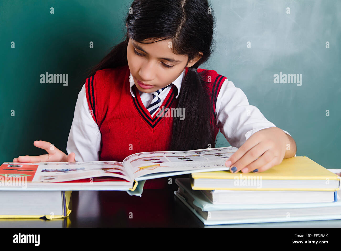1 indian school girl student book Study Stock Photo - Alamy