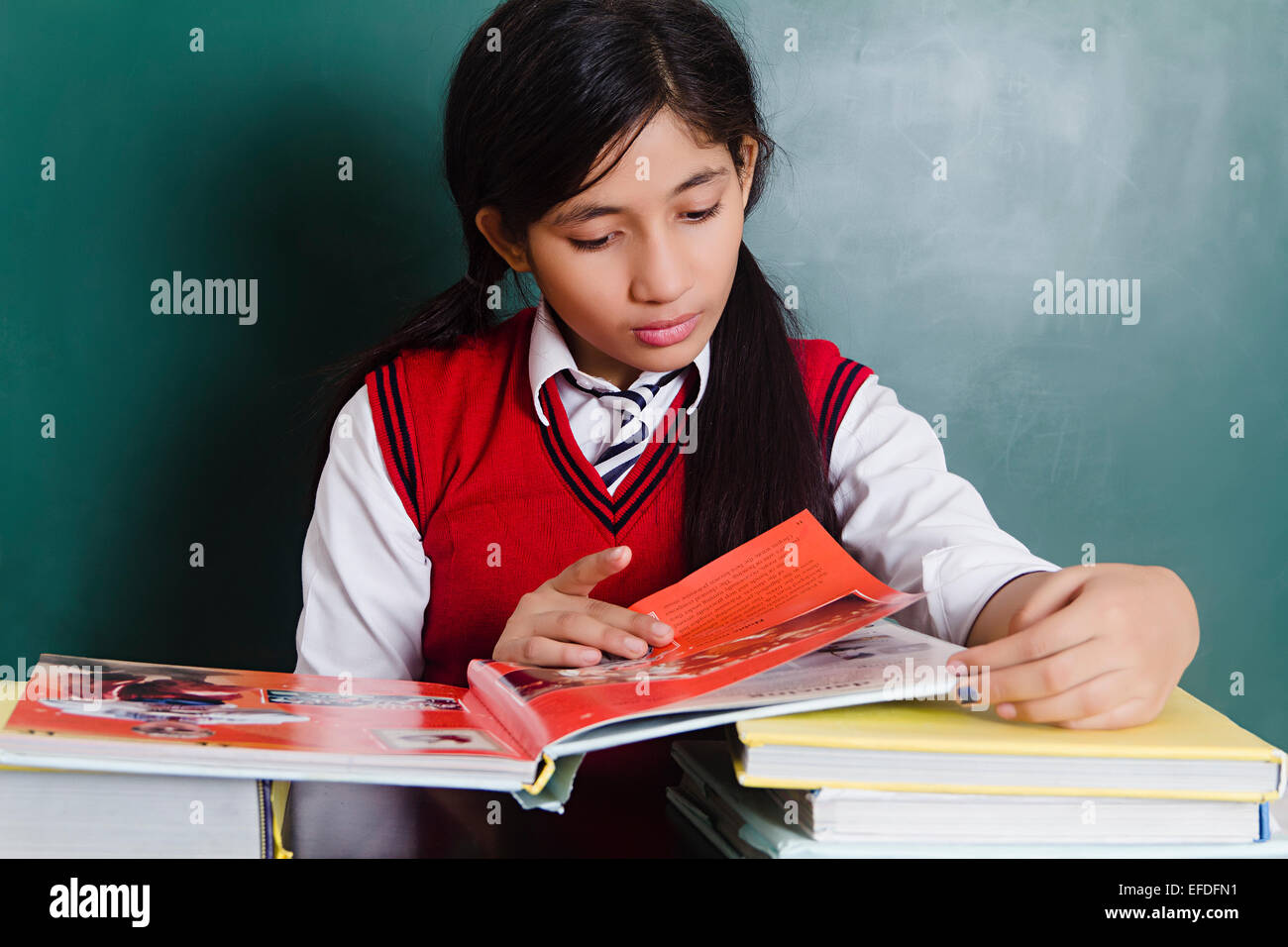 1 indian school girl student book Study Stock Photo - Alamy