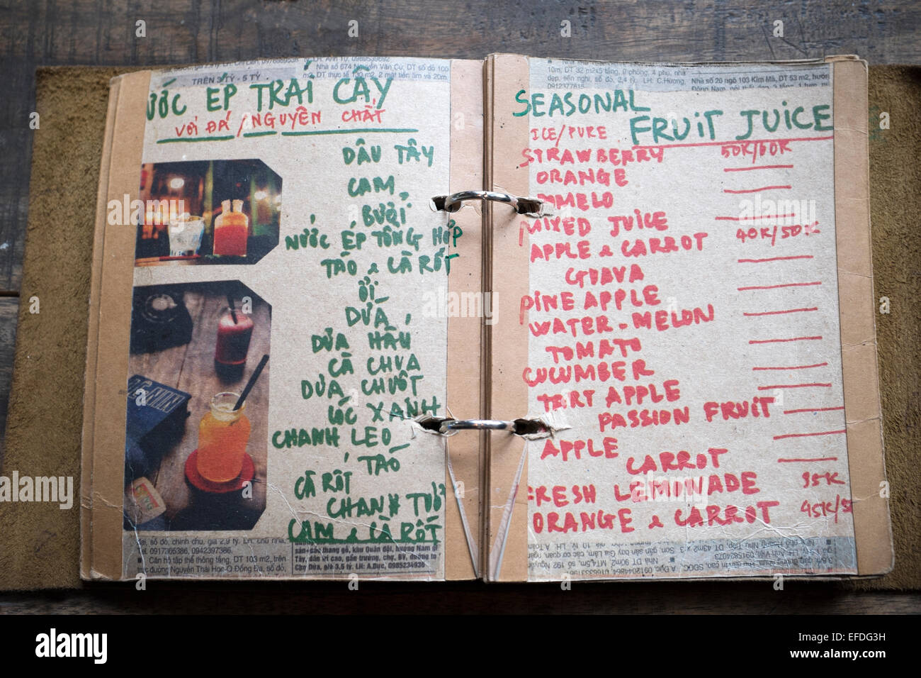 Cong Caphe Cafe Bar Menu in Hanoi Vietnam Stock Photo - Alamy