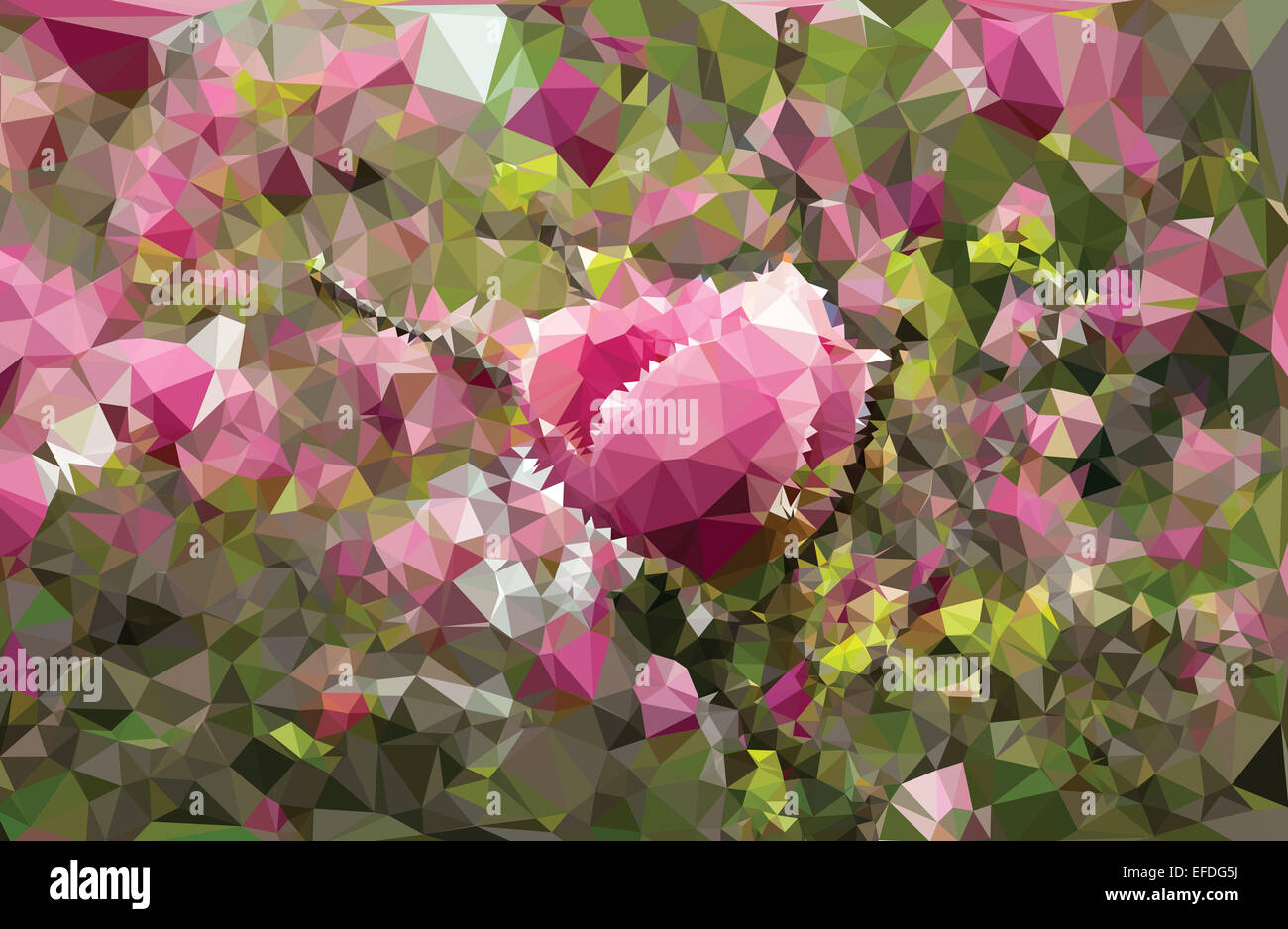 Abstract triangular pink flowers with a heart in front Stock Photo - Alamy