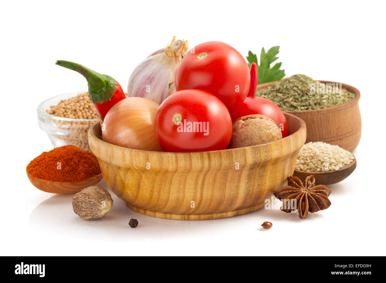 food ingredients and spices isolated on white background Stock Photo ...