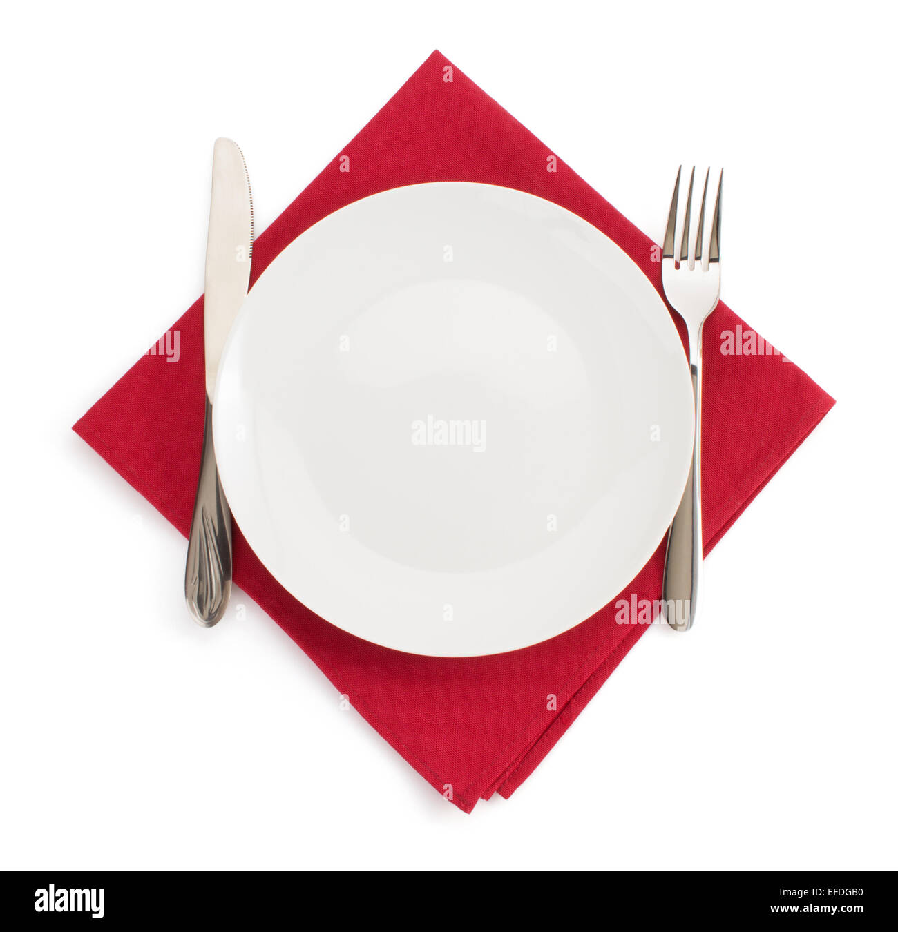 kitchen utensils at napkin on white background Stock Photo - Alamy