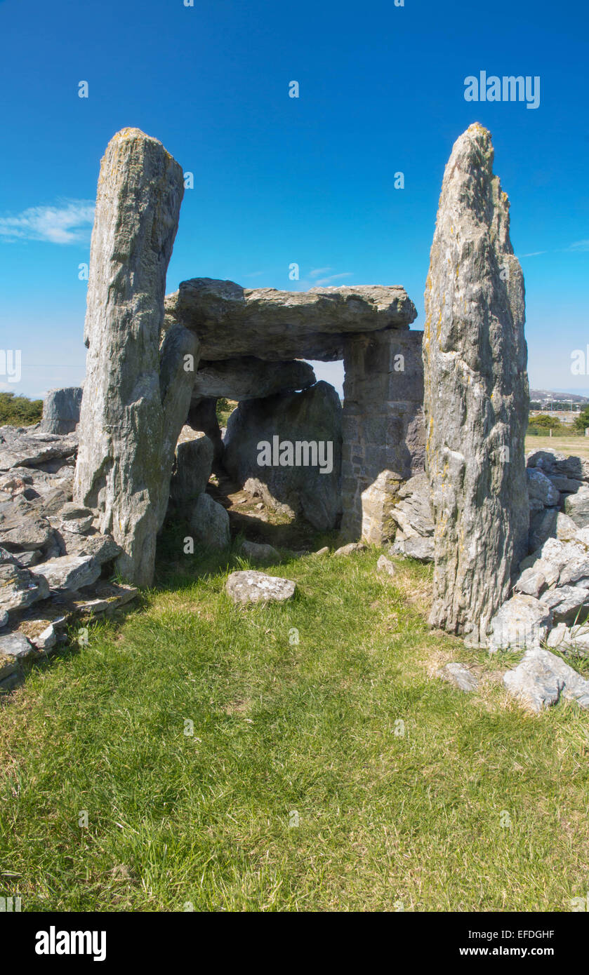 Stones of Trefignath ancient burial chamber. Near to Holyhead, Anglesey ...