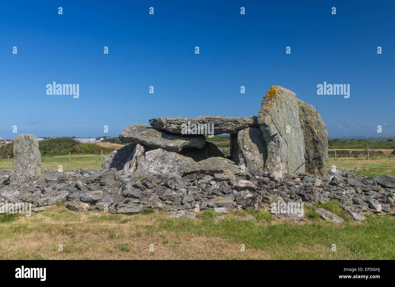 Stones of Trefignath ancient burial chamber. Near to Holyhead, Anglesey ...