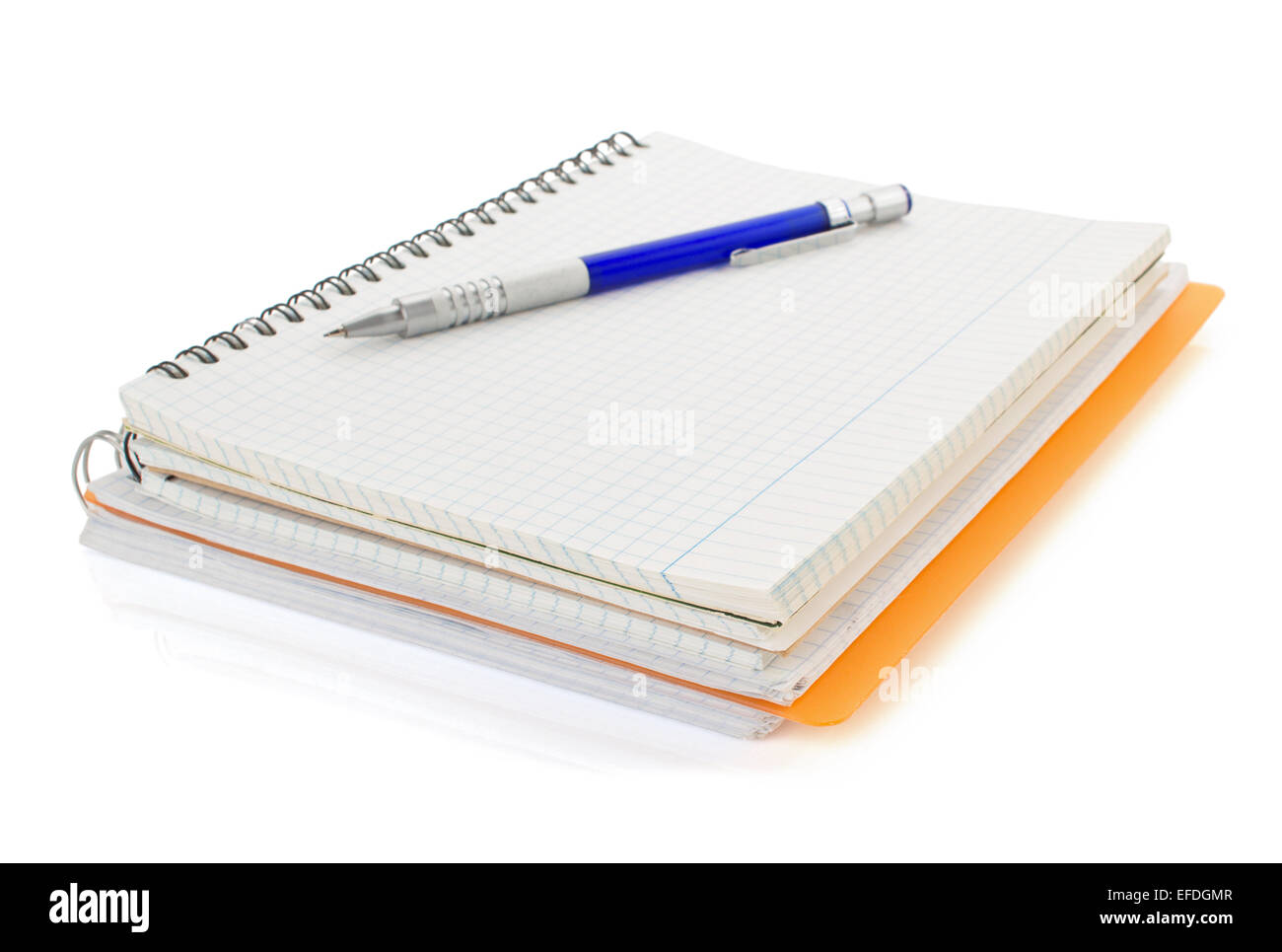 notebook and pencil isolated on white background Stock Photo - Alamy