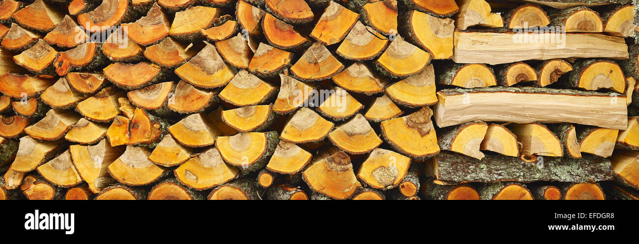 Firewood stack, logs are drying up outdoors Stock Photo - Alamy