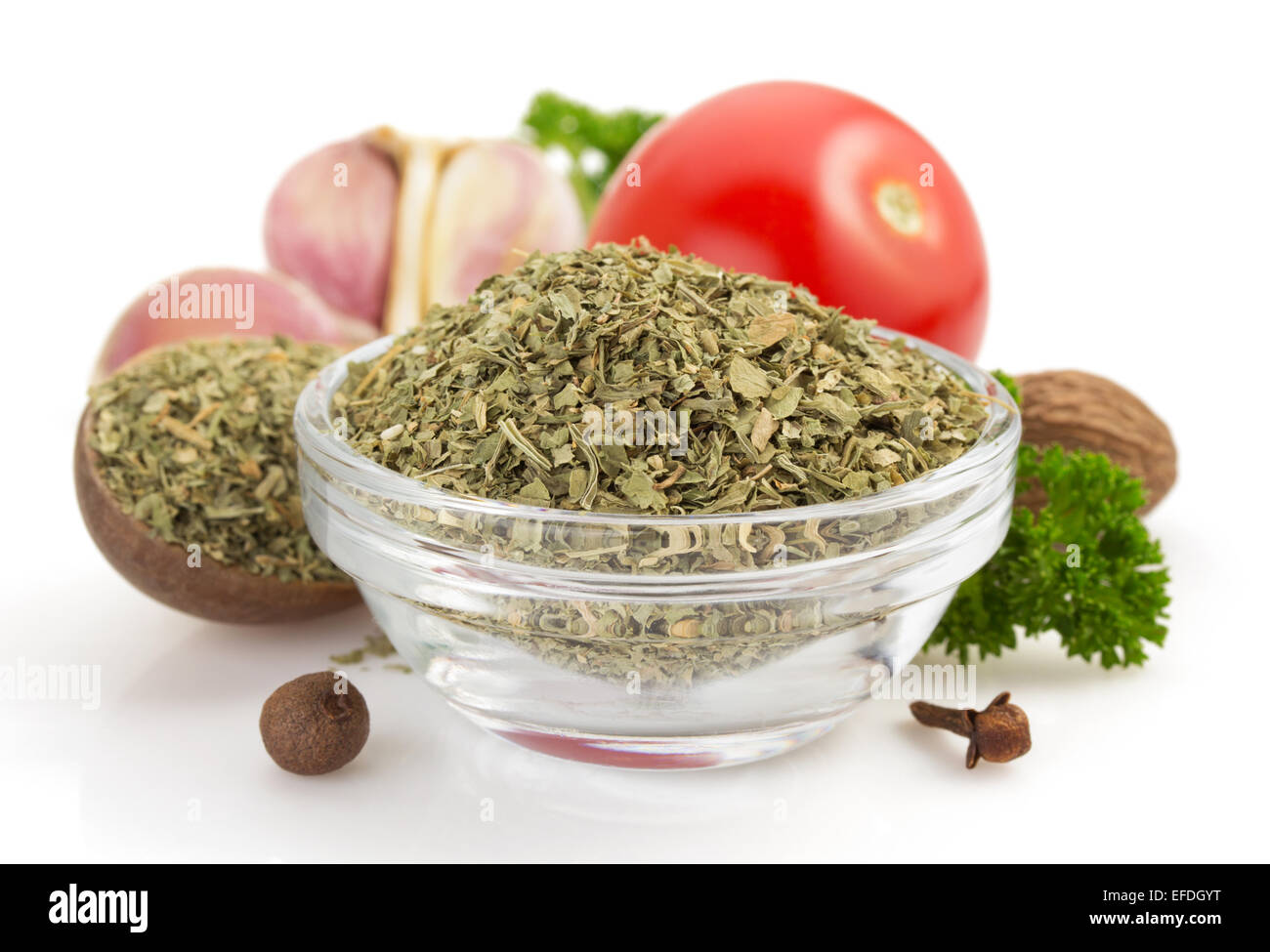 dried green spices isolated on white background Stock Photo - Alamy