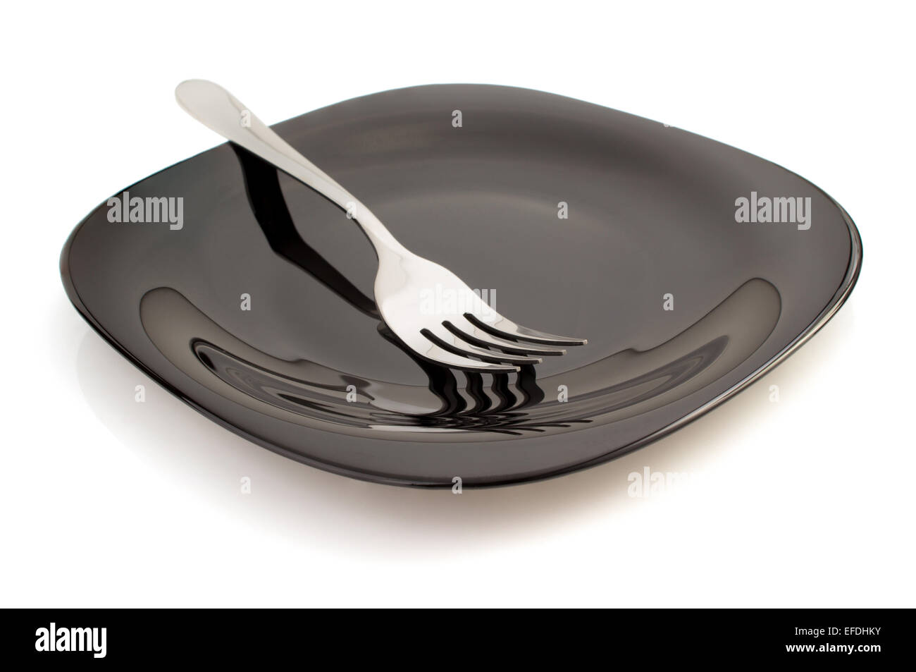fork at plate isolated on white background Stock Photo - Alamy