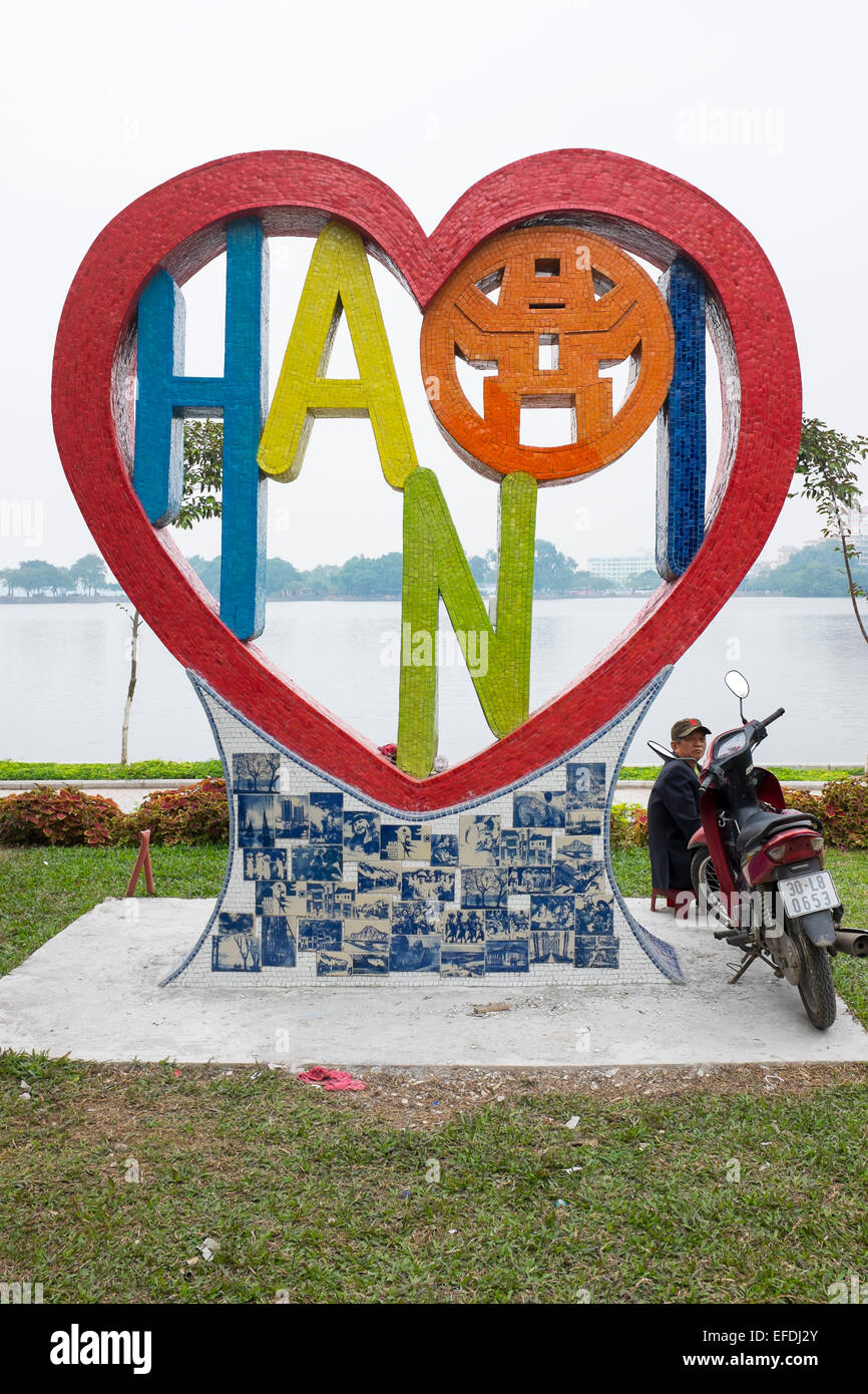 City Sign on edge of Tay Ho Lake in Hanoi Vietnam Stock Photo - Alamy